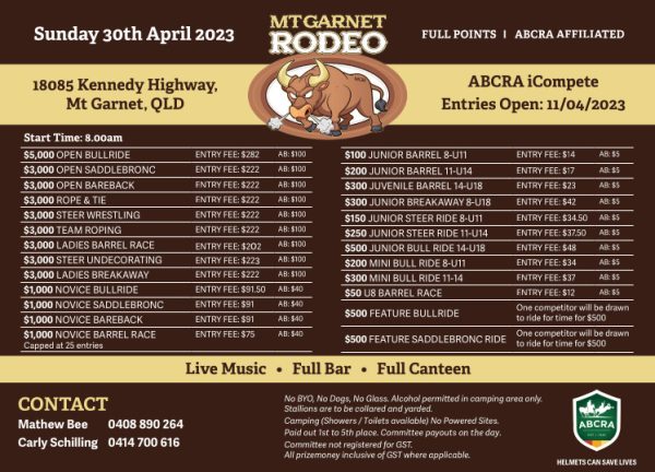 Mount Garnet Rodeo May Day Weekend