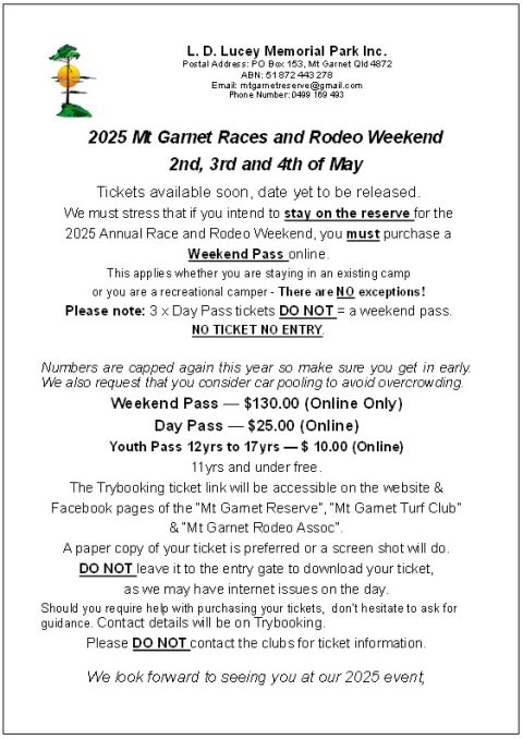 Tickets - Mt Garnet Rodeo